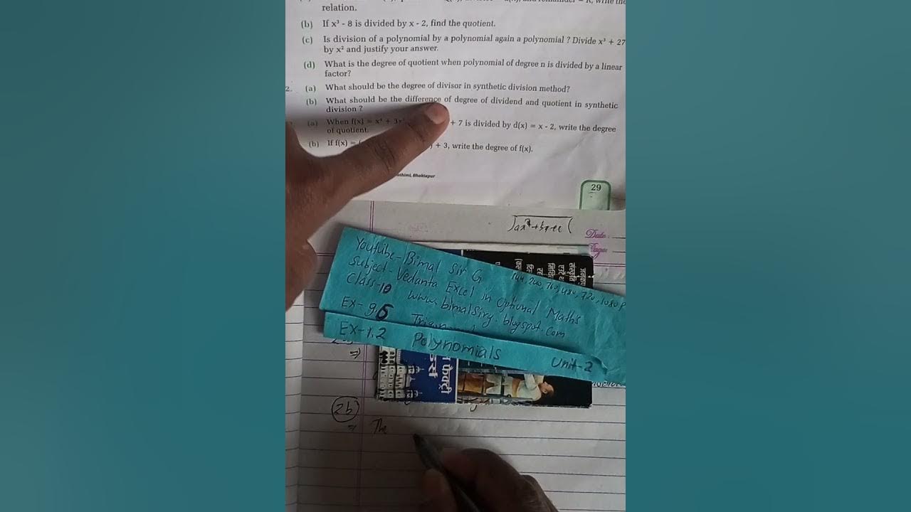 Opt class 10 Ex- 2.1 Q2b) | Polynomials | Vedanta excel in mathematics class 9 and 10 solution ...