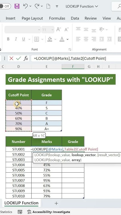 Grade Assignments in Excel with LOOKUP Function - YouTube