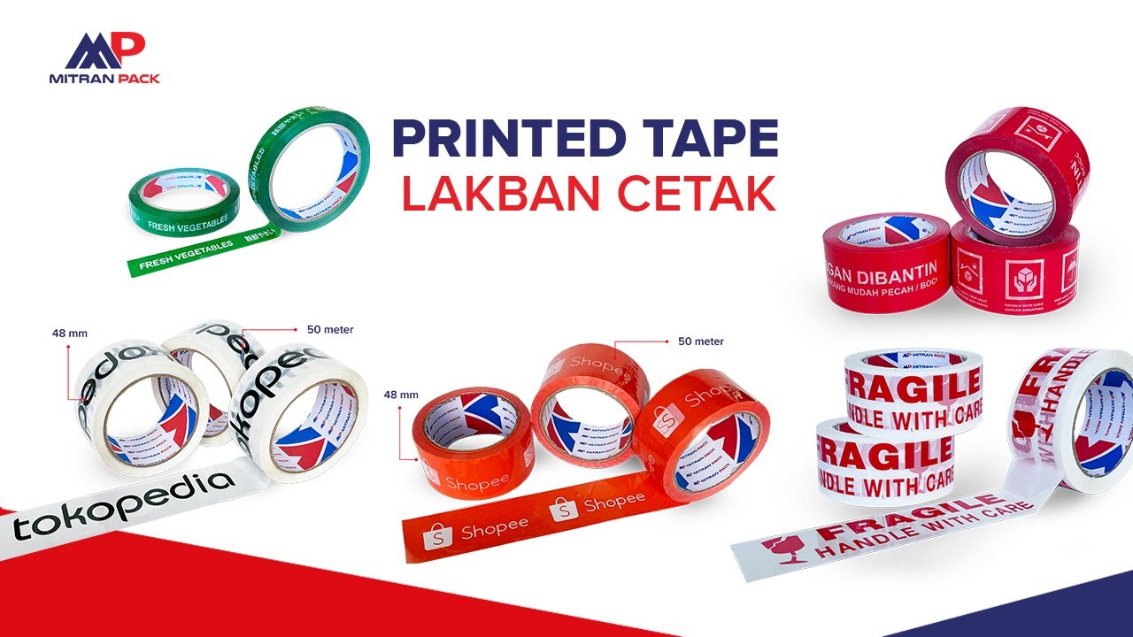 Mitran Pack - Printing Tape Fragile atau Custom - YouTube