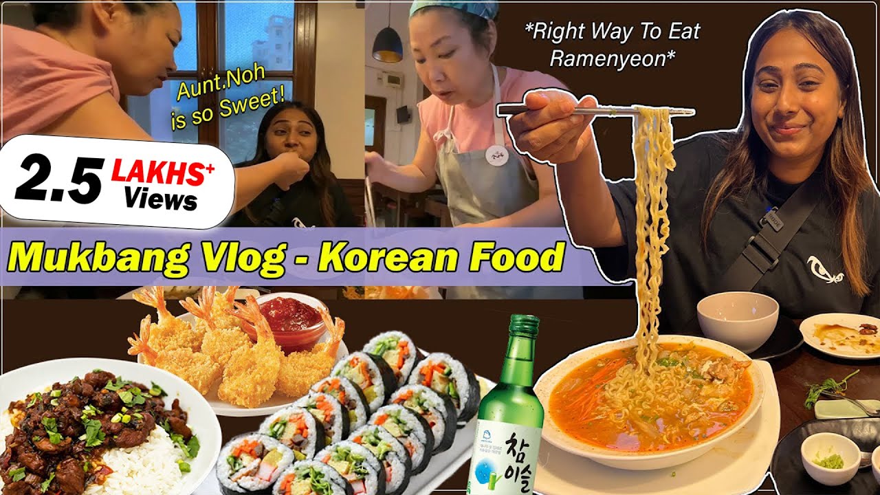 Mukbang Vlog | Jumbo Prawn, Kimchi Ramyeon, Kimbab & more | Authentic ...