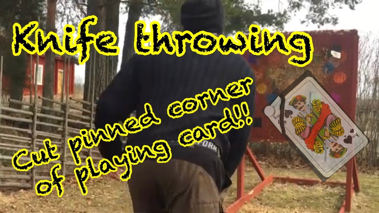 Knife Throwing - Cut pinned corner of playing card - YouTube