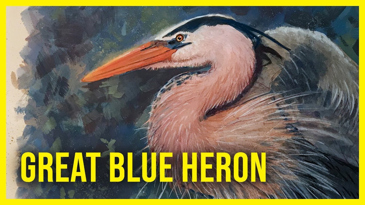 How I Paint a Great Blue Heron - Traditional Mixed Media - YouTube