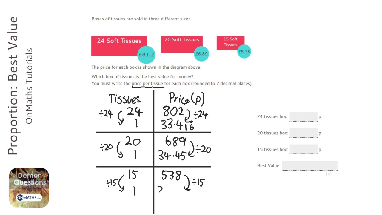 Proportion: Best Value (Grade 4) - OnMaths GCSE Maths Revision - YouTube