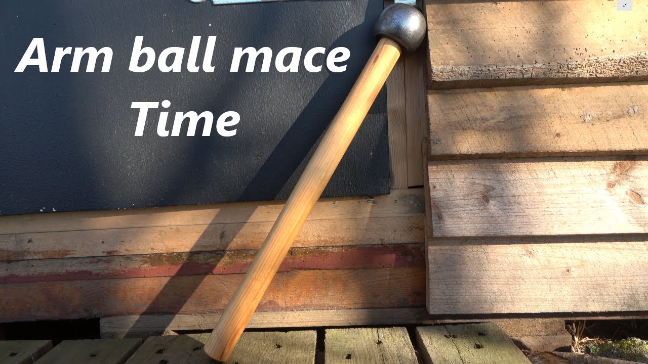Simple mace made with arm ball from a tractor or something - YouTube