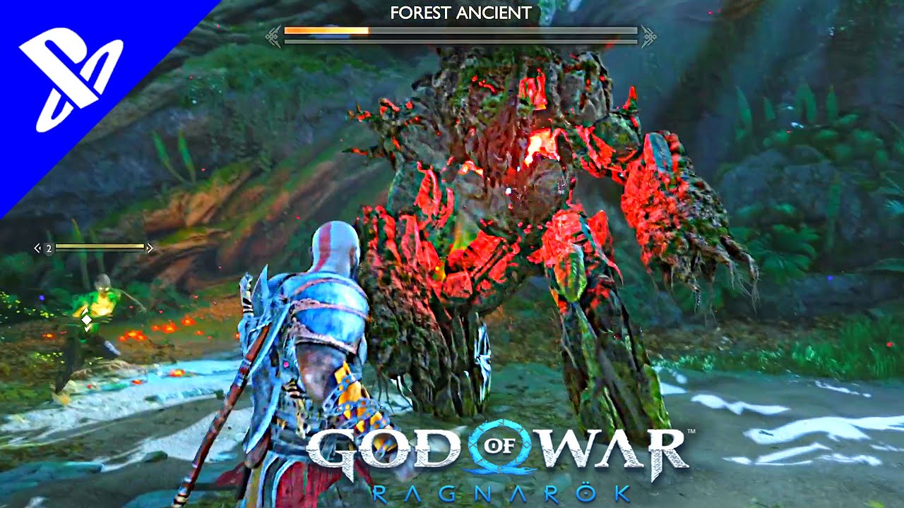 Kratos vs Forest Ancient - God of War: Ragnarok Boss Fight - YouTube