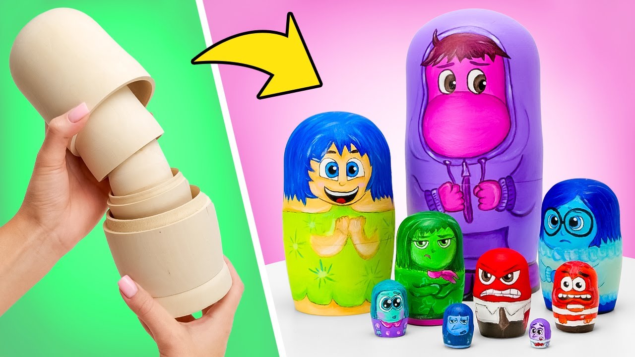 How To Make Emotional Nesting Dolls Set 😆😡🤢 Inside Out Inspired Crafts ...