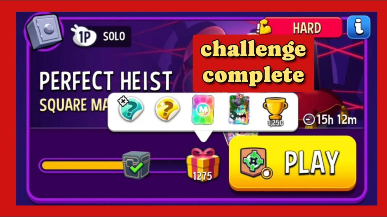 Hard square match solo challenge|1275 points|perfect heist|match ...