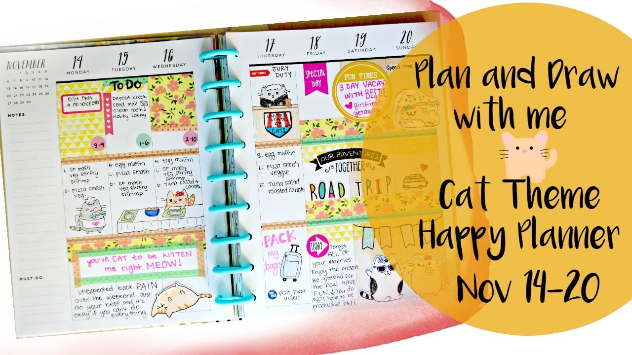 Plan and Draw With Me | Happy Planner | Cat Theme - NO etsy stickers ...