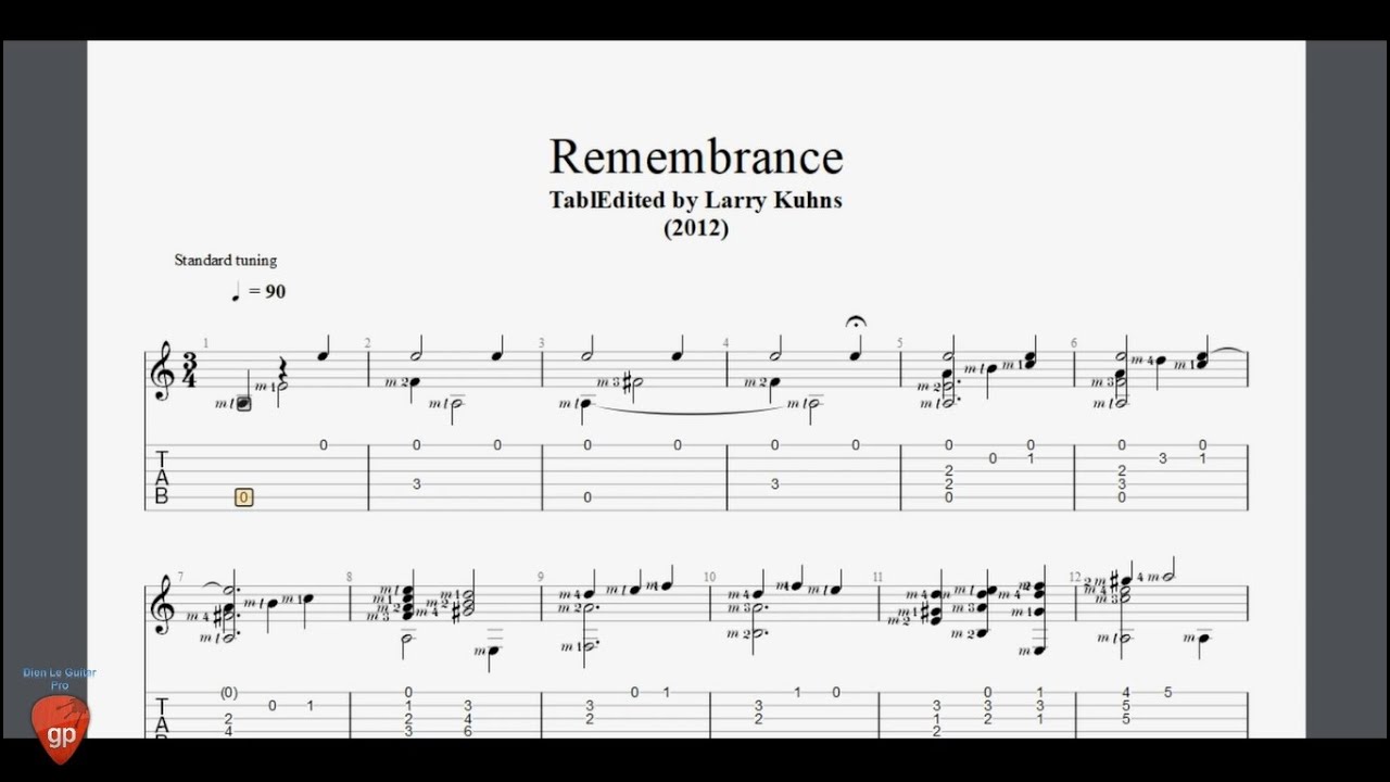 Remembrance - Guitar Pro Tab - YouTube