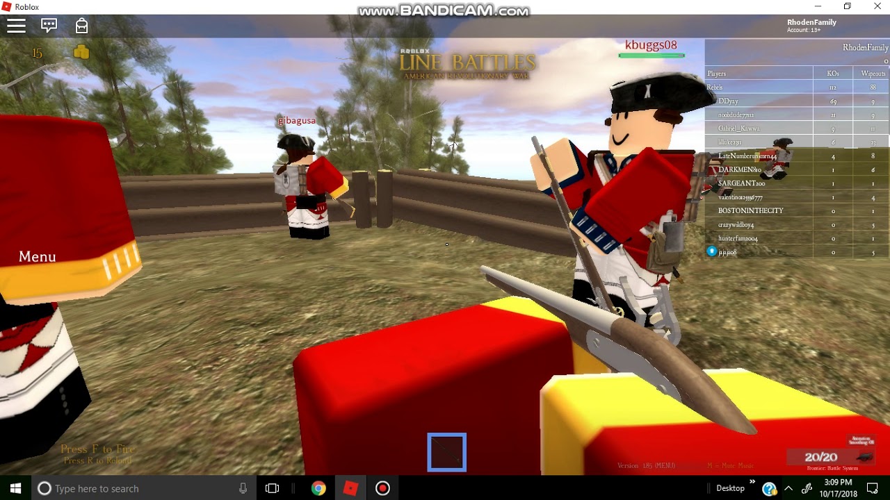 Roblox Line Battle American Revolutionary War: Bandicam - YouTube