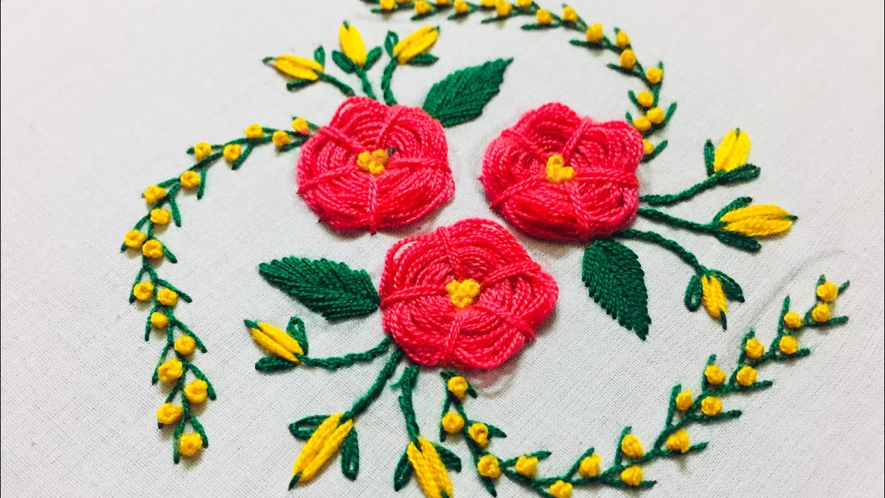 Hand Embroidery fantasy flower design by nakshi design art - YouTube