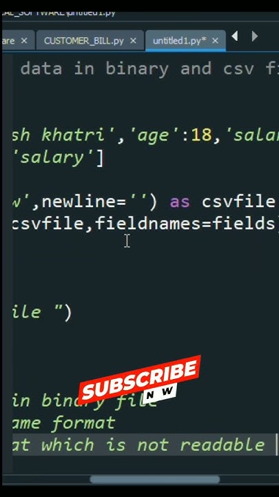 Python programme to save data in CSV and binary file#coding #python #programming #trending# ...