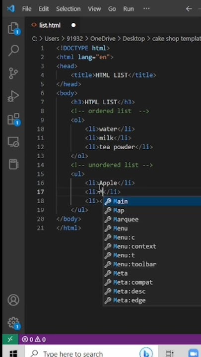html list |HTML #html5 - YouTube