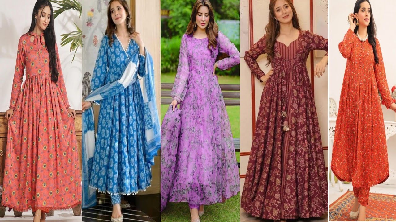 Latest Printed long Frock Designs 2024 /Long Frock Designs /Long Frock ...