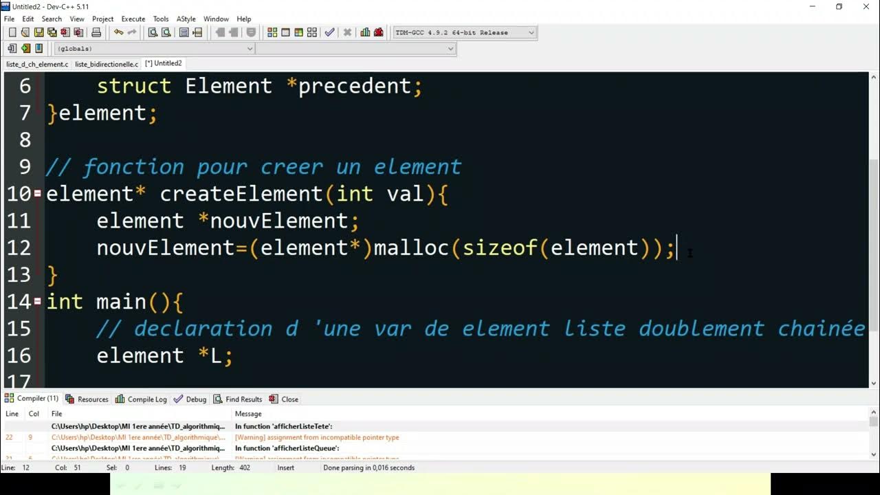 Créer Liste Doublement Chainées En Langage C Exercice Corrigé Youtube