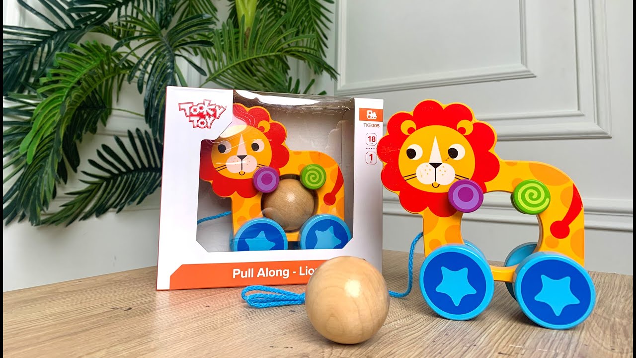 Tooky Toy TKE005 Pull along Lion - YouTube