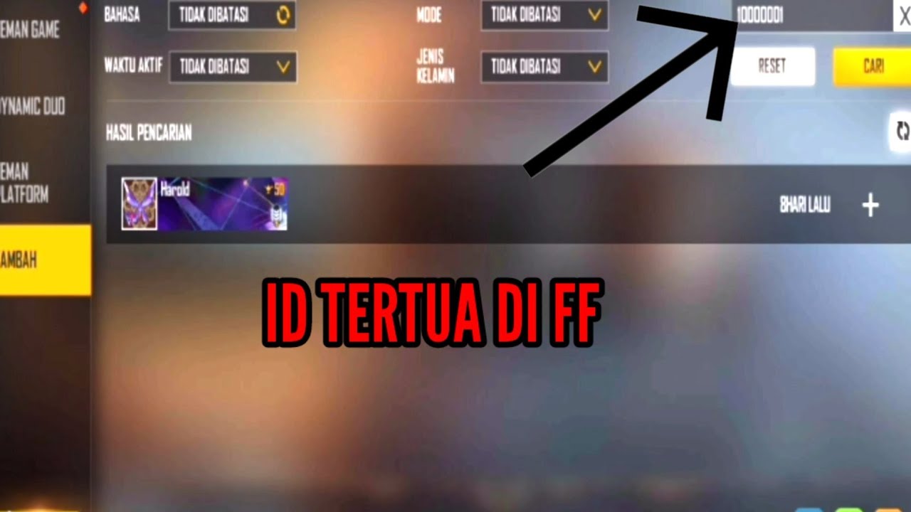 ID TERTUA DI FF 10000001 😱 ORANG YANG PERTAMA KALI INSTAL FF🔥 - YouTube