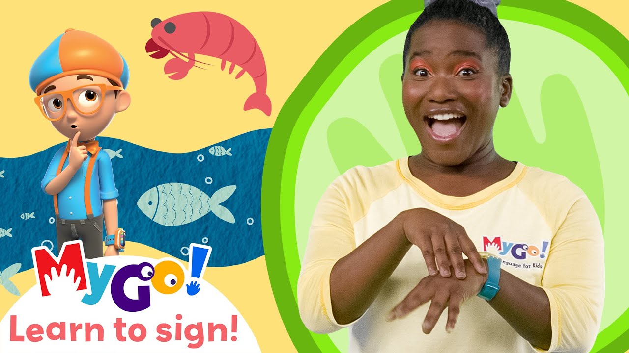 Learn Sign Language with Blippi Wonders! | Ocean | MyGo! | ASL for Kids ...