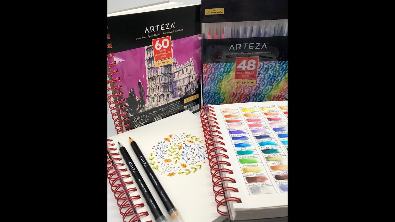 Arteza Real Brush Pens and Mixed Media Paper Pads! - YouTube