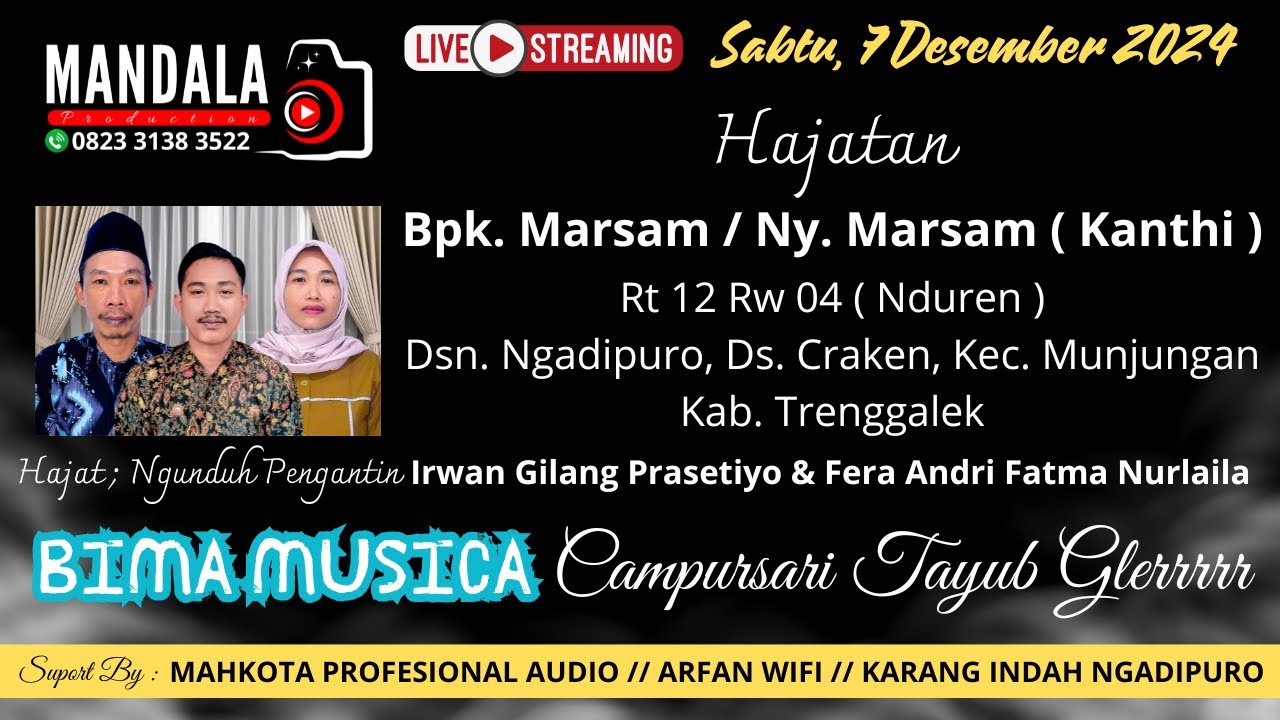 LIVE // Hajatan Bpk. Marsam - Ny Marsam ( Kanthi ) Ngadipuro - Craken - Munjungan - YouTube