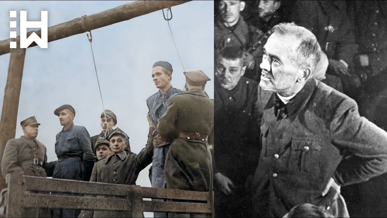 Public execution of a Nazi whom enraged crowd wanted to tear to pieces ...
