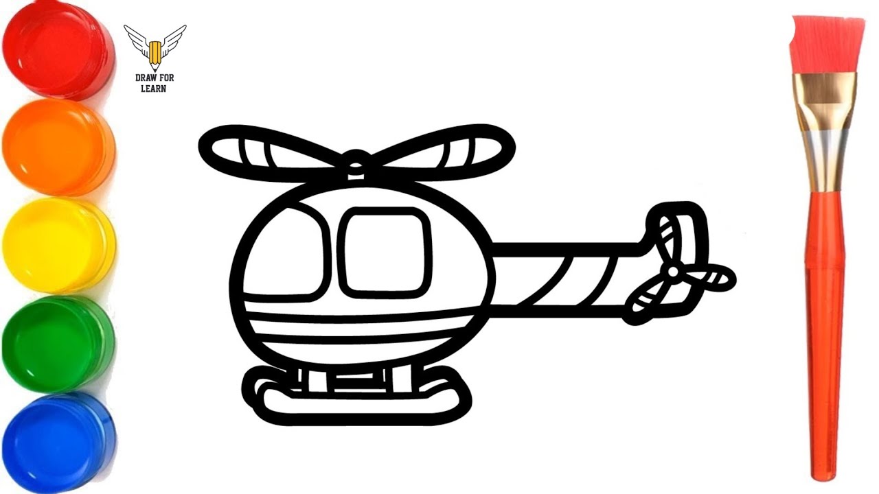 How to Draw helicopter drawing, Painting and Coloring for Kids ...