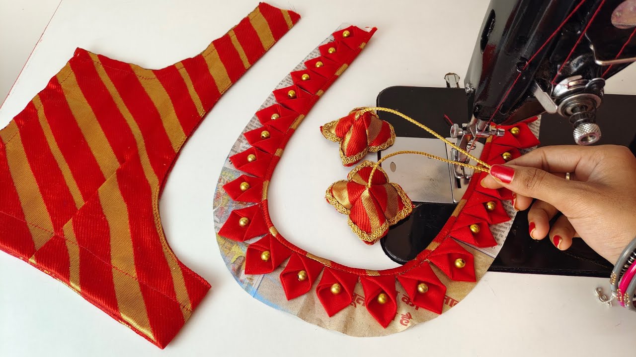 Designer Blouse Neck Design || Cutting And Stitching Back Neck Blouse ...