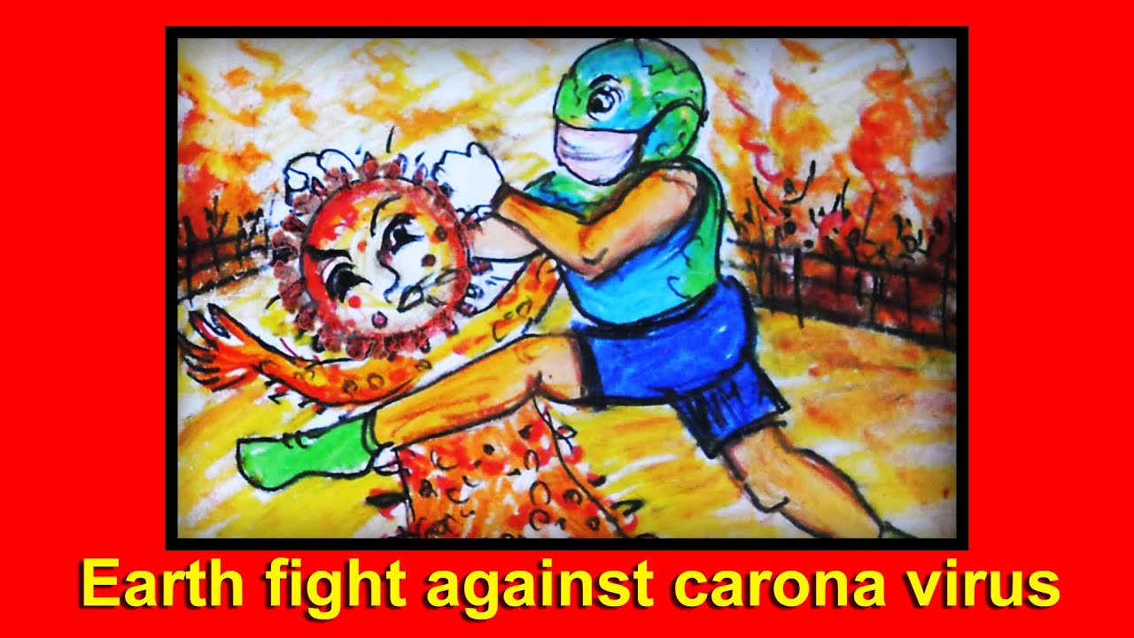 How to Draw Fight Against Coronavirus || Earth fight against carona ...