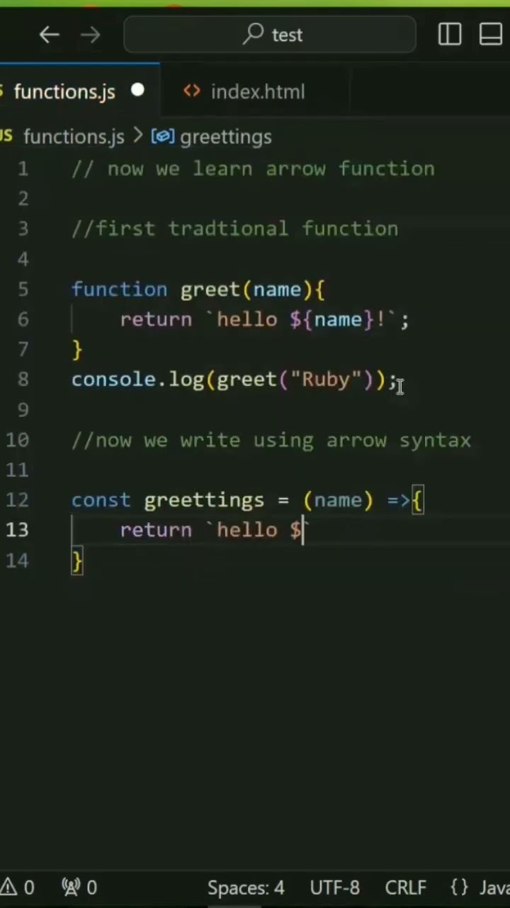 Learn JavaScript arrow function #javascript #javascript #coding - YouTube