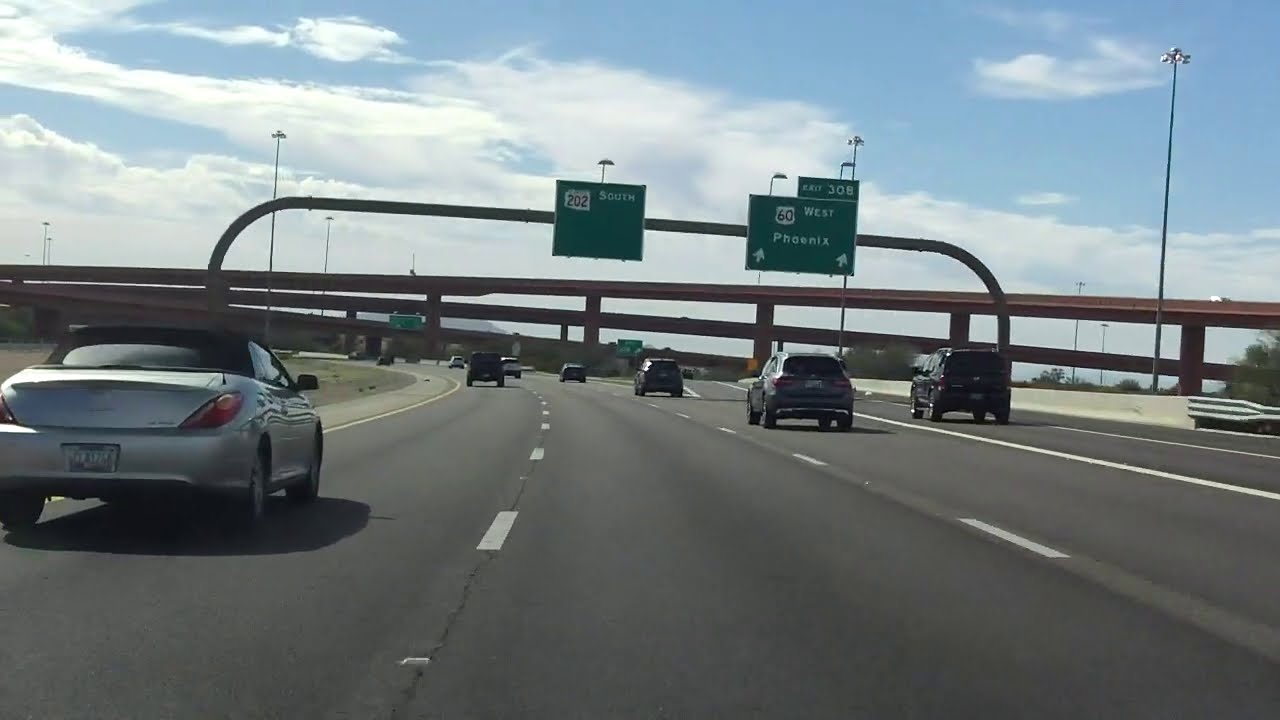Red Mountain Freeway (AZ Loop 202 Exits 20 to 30) eastbound/inner loop ...