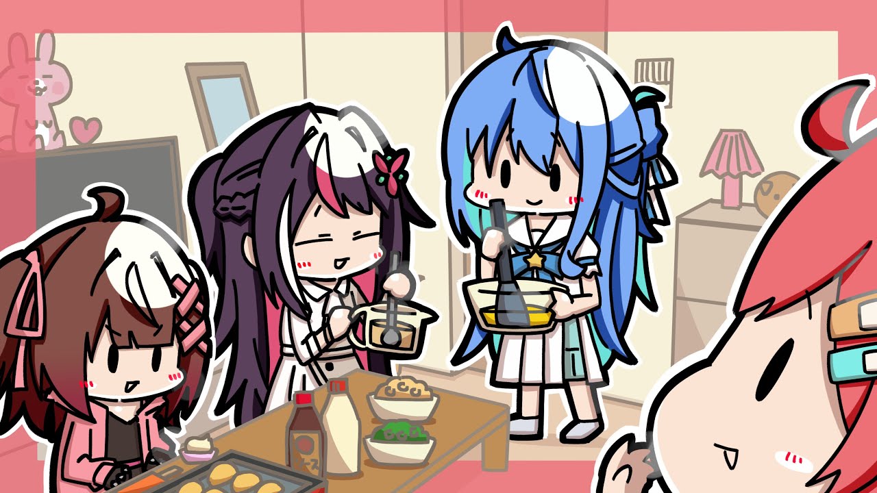 Miko has a takoyaki party at Suisei's house.【Animated Hololive/Eng sub ...