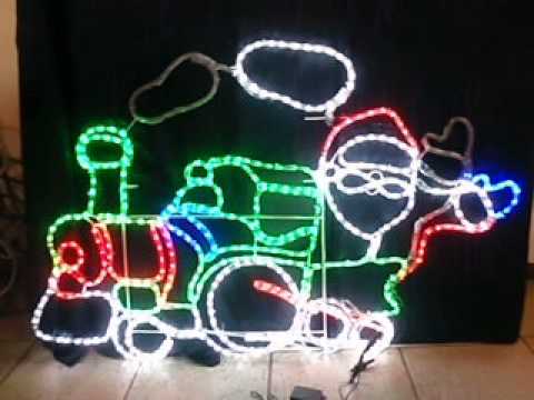 Small LED TRain Rope Light Motif with Santa - YouTube