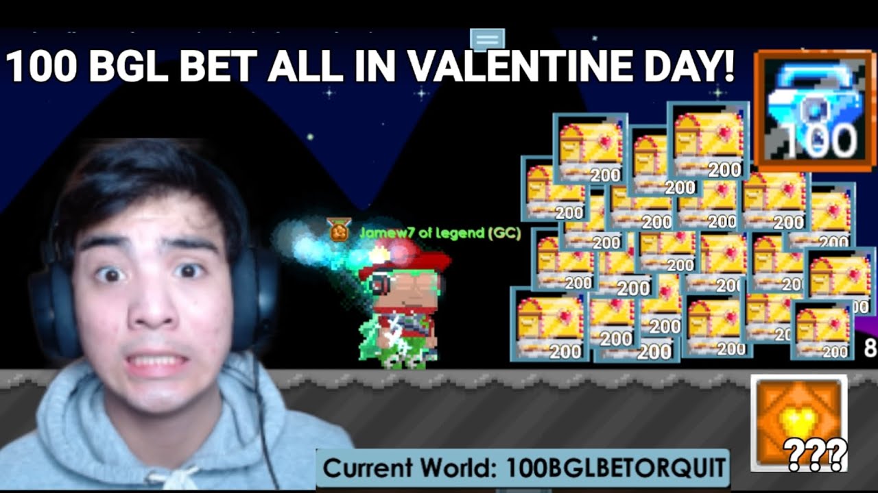 BETTING 100 BGL ALL IN ON VALENTINE'S DAY! (ALL IN or QUIT) - Growtopia ...