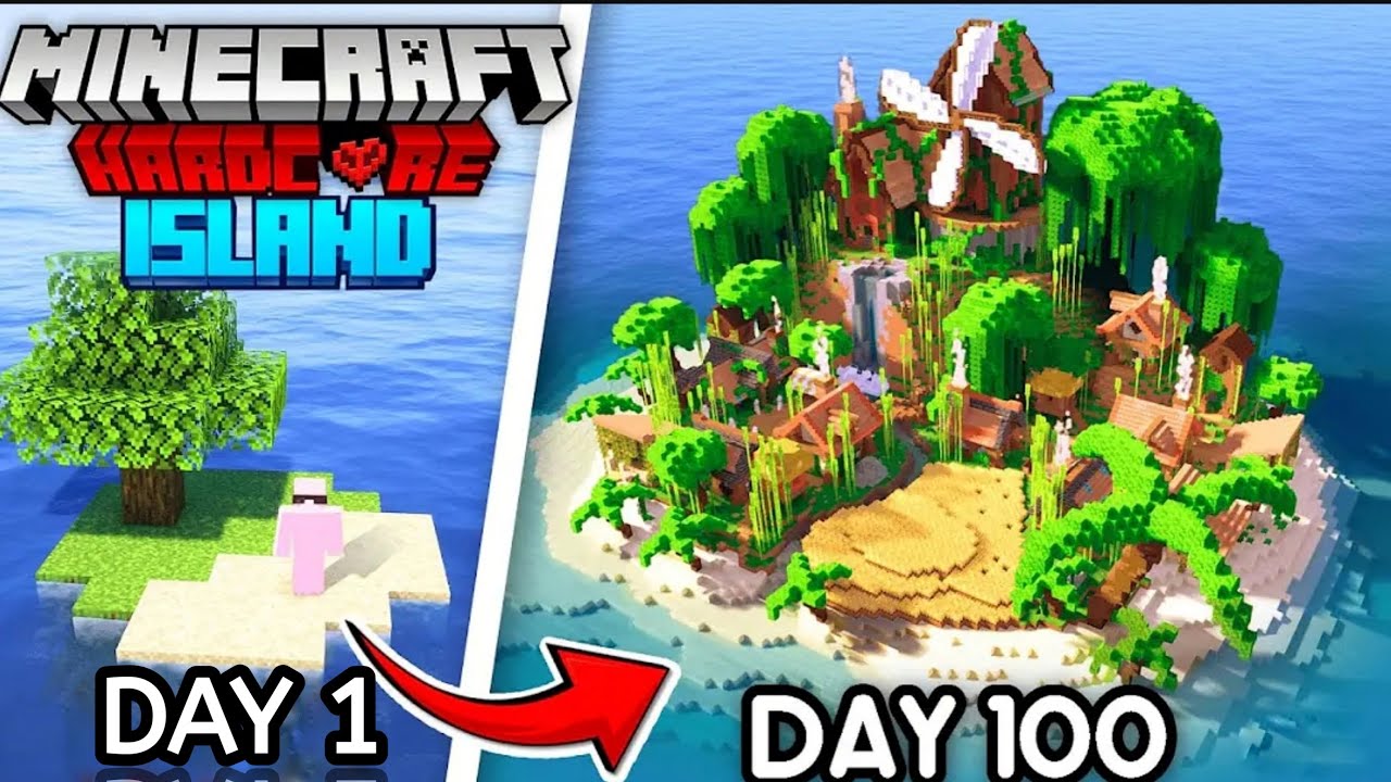 How To Survive 100 Days in Hardcore island Minecraft - YouTube