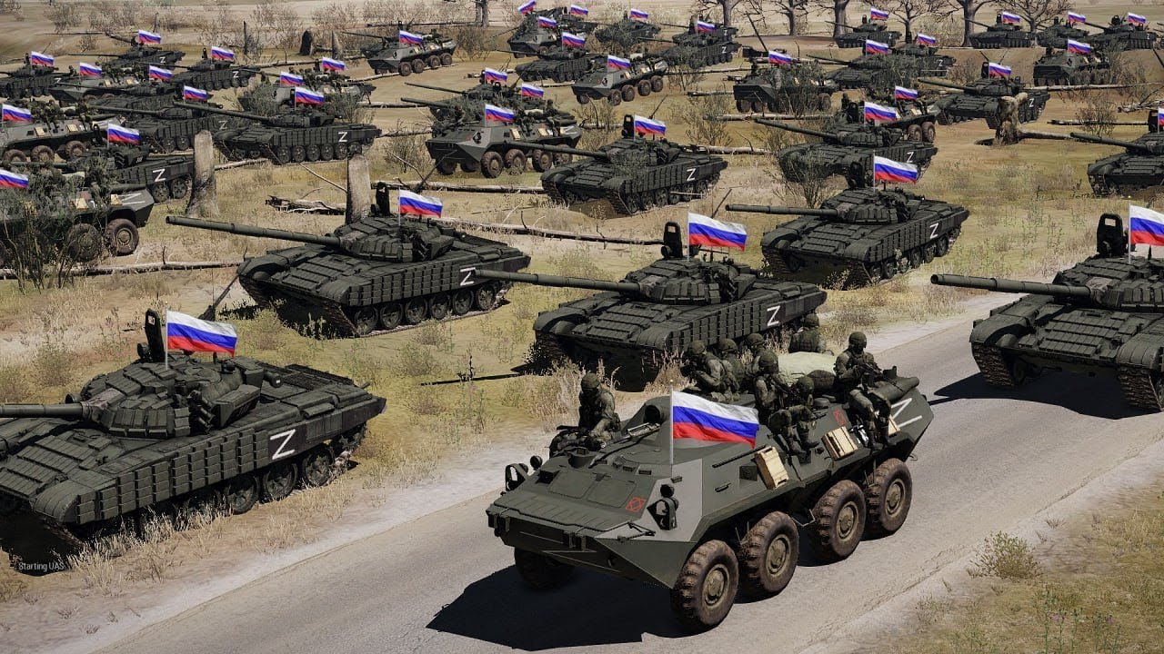 A LARGE COLUMN OF RUSSIAN TECHNOLOGY was trapped by the Ukrainian ...
