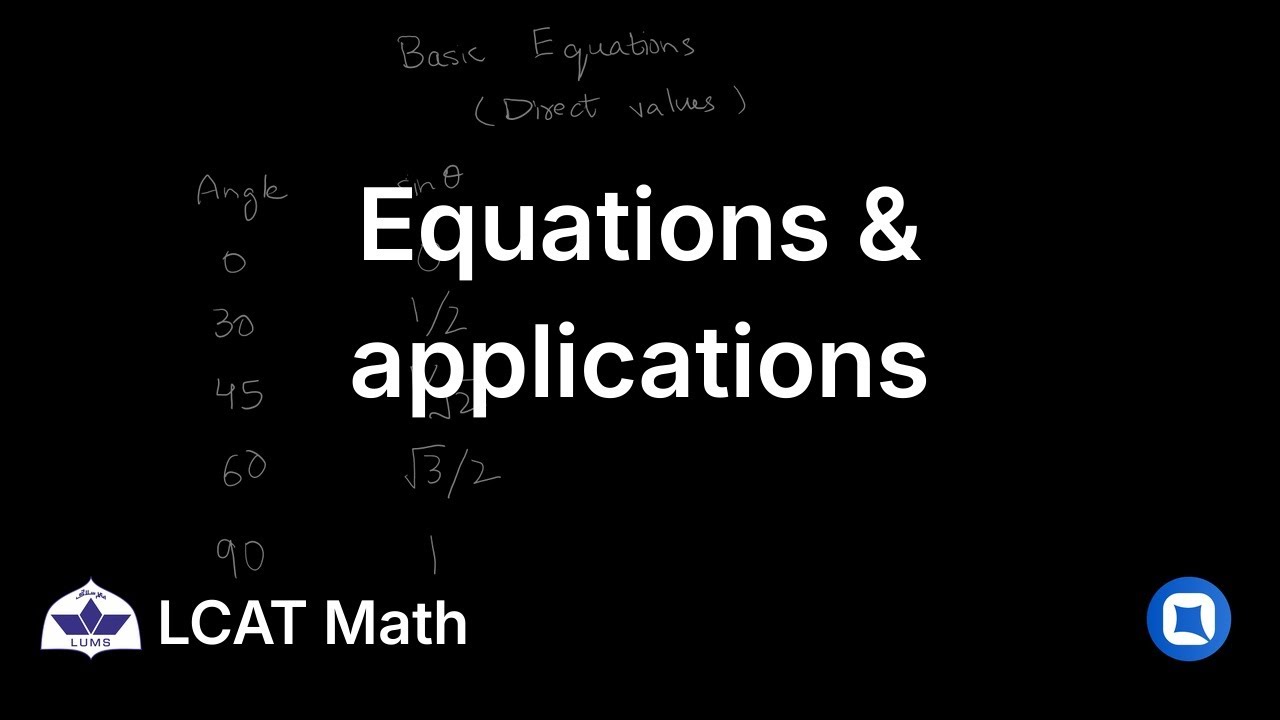 LUMS LCAT Math | 11.3 Equations & applications | Qallam - YouTube