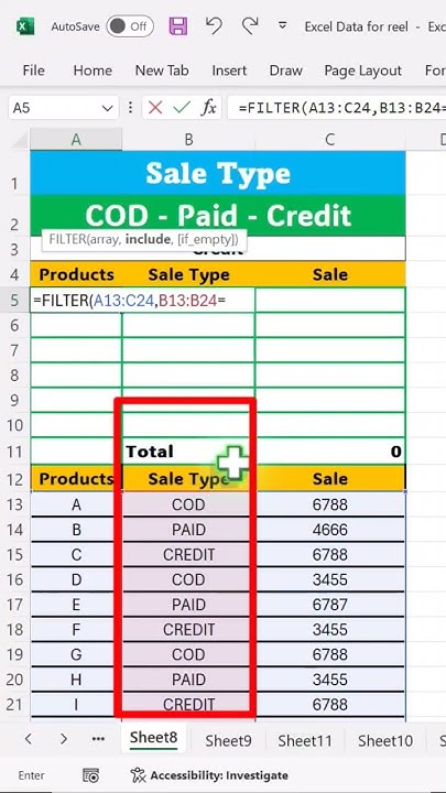 Filter Function 🔥 Excel Excelspreadsheet Exceltech Excelworld Short Education Youtube