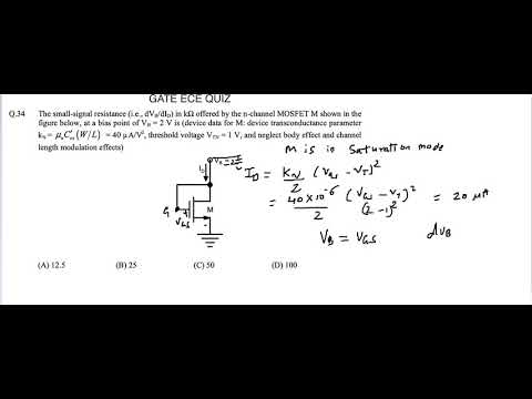 GATE ECE: Calculate small signal resistance of diode connected MOS ...