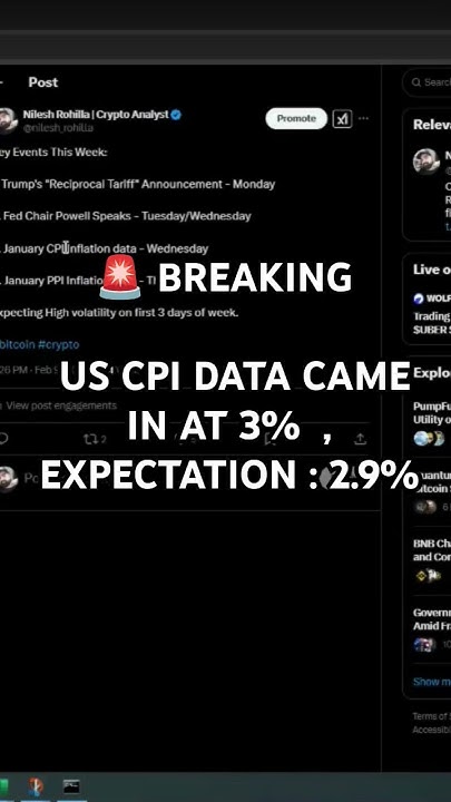 🚨 BREAKING US CPI DATA CAME IN AT 3% , EXPECTATION : 2.9% #cpi #trading #cryptocurrency #bitcoin ...