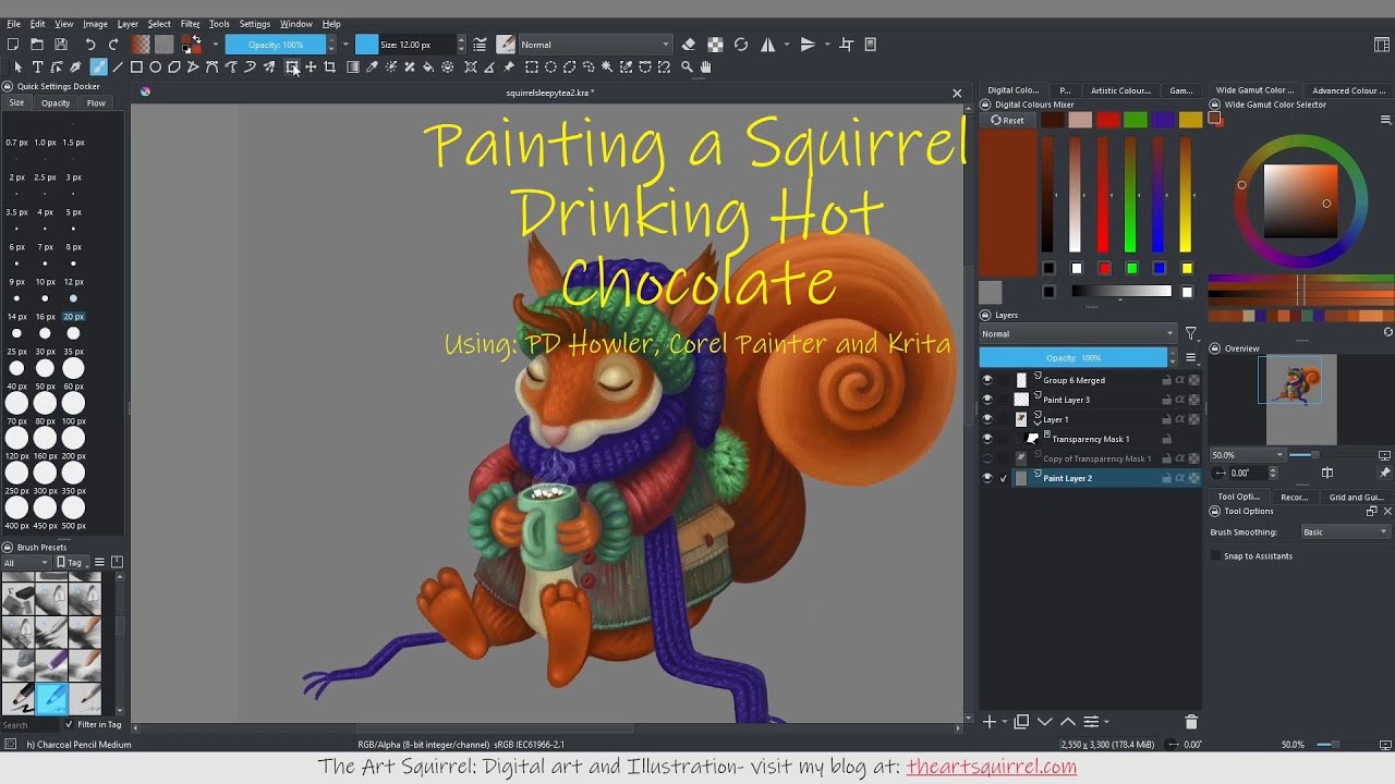 Digital Painting a Squirrel Drinking Hot Chocolate - YouTube