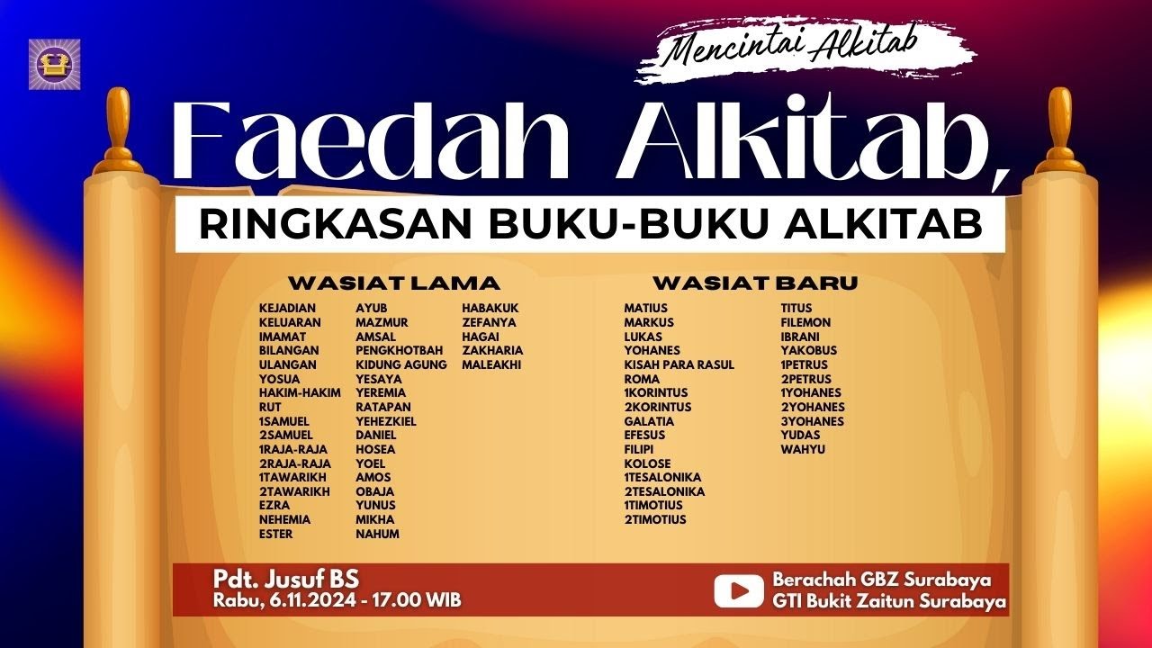 06.11.2024 - Khotbah Ibadah Rabu - MA-001 Faedah Alkitab, Ringkasan ...