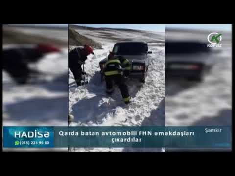 Qarda batan avtomobili FHN əməkdaşları çıxardı - Kəpəz TV