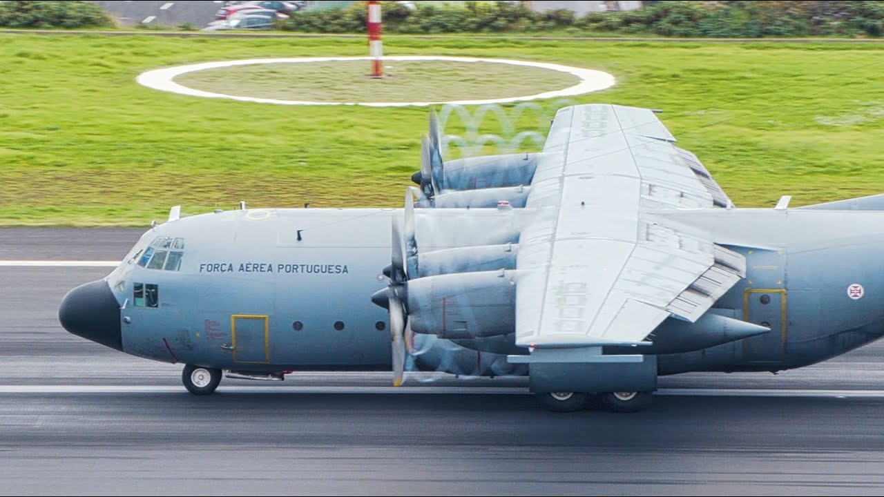 STUNNING C130 Propeller Tip VORTICES Portugal Air Force at Madeira ...