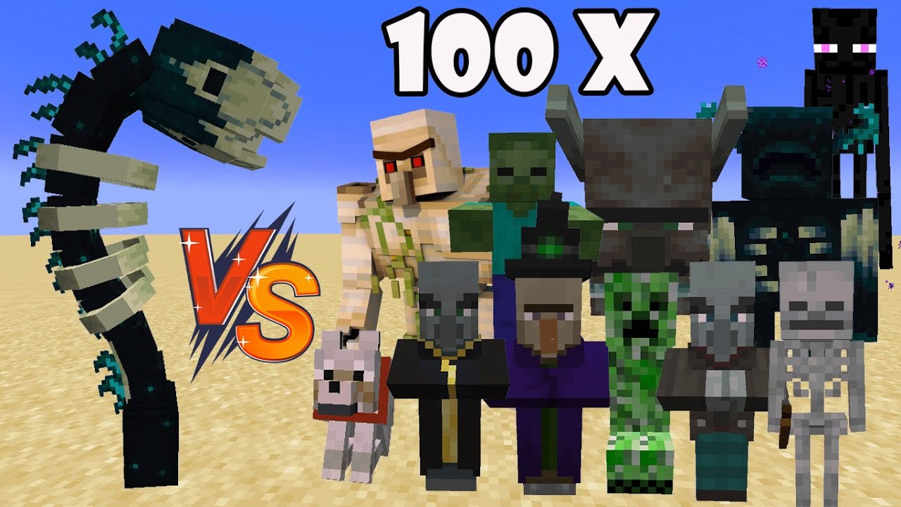 shriek worm VS ×100 Every mob in Minecraft in darkcraft - YouTube