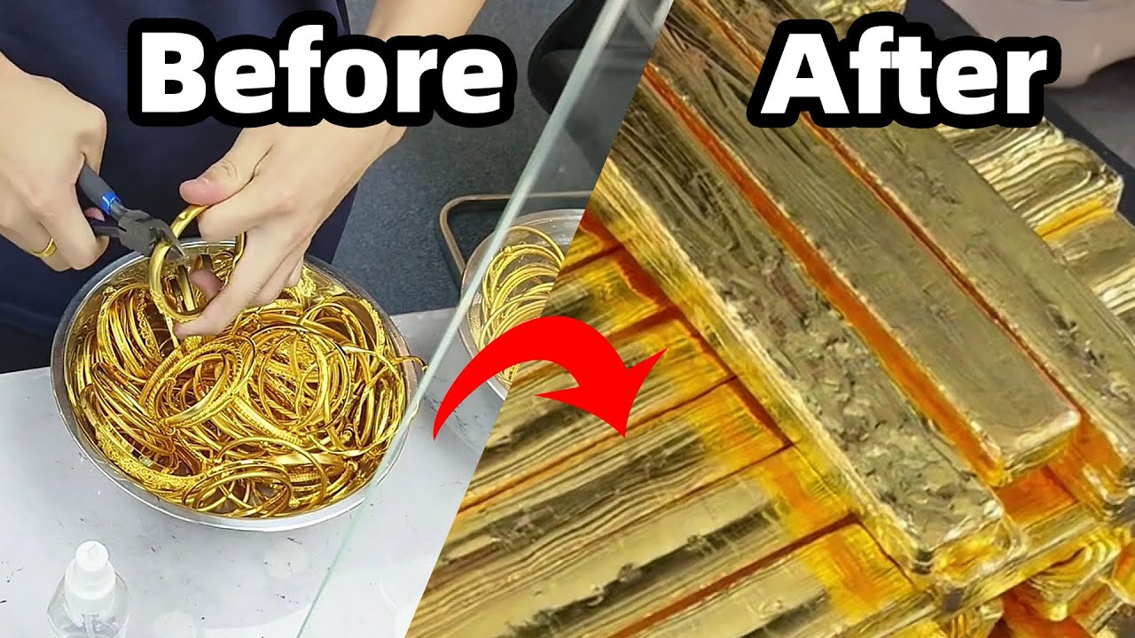 The smelting process from gold jewelry to gold bars#goldprocessing # ...