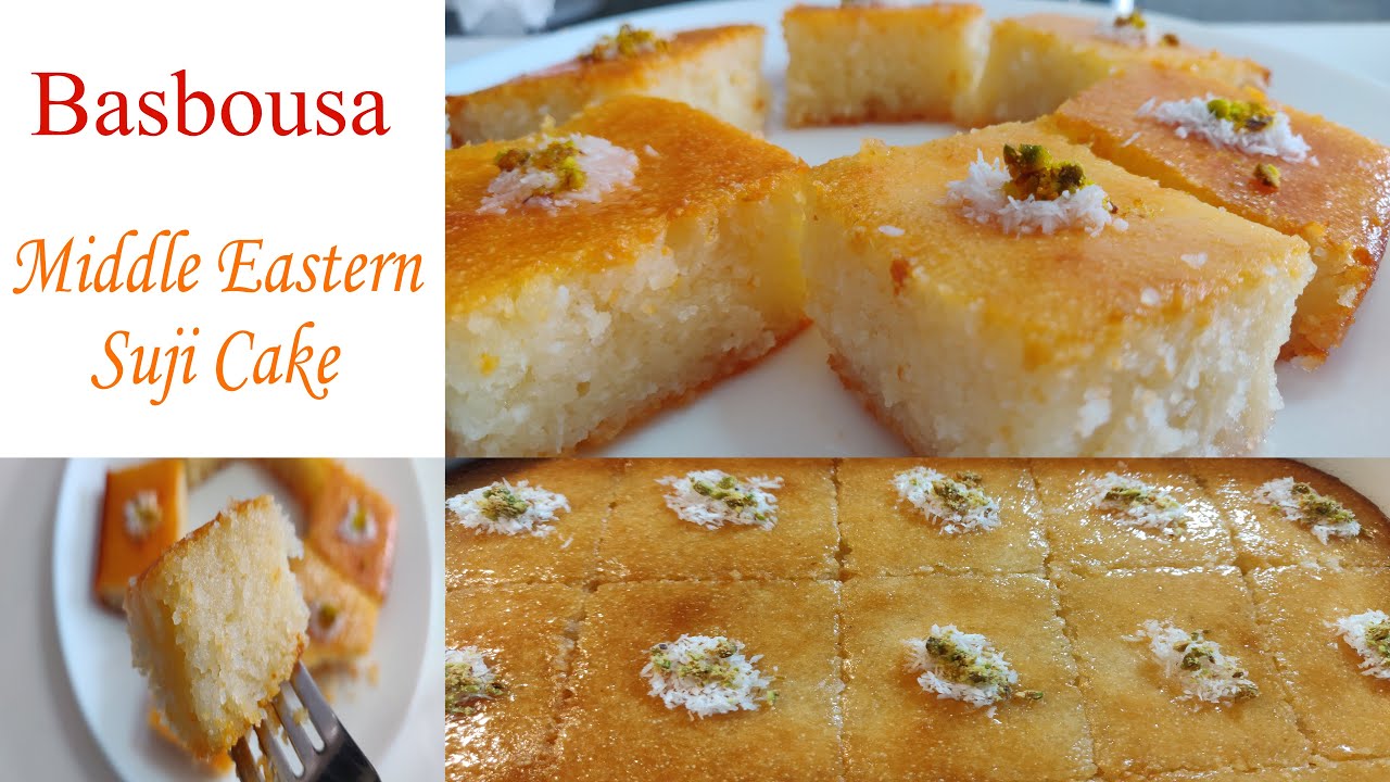 Basbousa Recipe | Basbousa Middle Eastern No Egg Cake | Suji Cake ...
