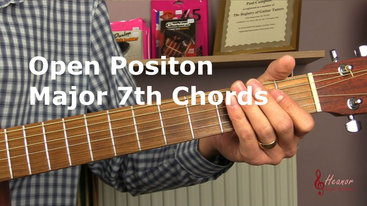 Guitar Chords - How to play the Open Position Major 7th Chords - YouTube
