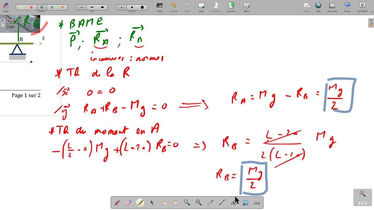 Corrigé de l'exo 3: équilibre d'une poutre - YouTube