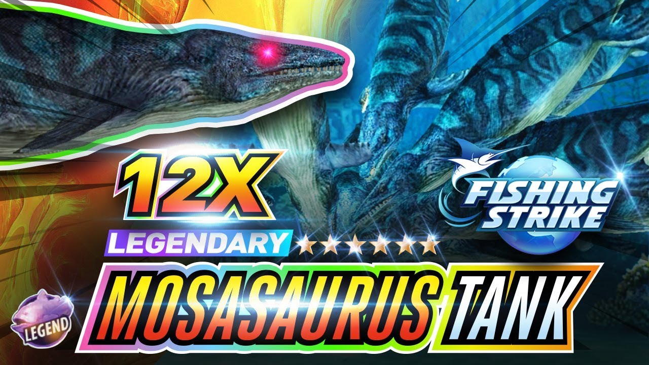 【釣魚大亨 Fishing Strike】 12x Legendary Fish Mosasaurus full tank 沧龙属 Dark ...