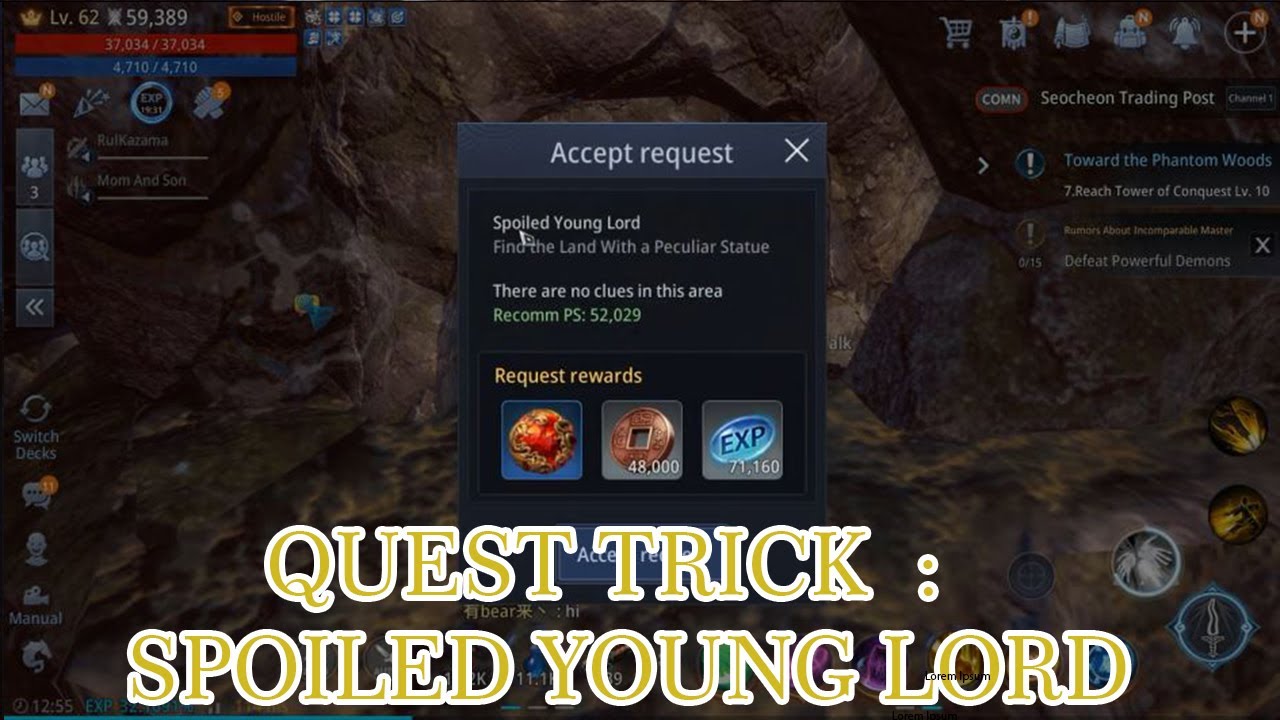 MIR4 QUEST SPOILED YOUNG LORD - YouTube